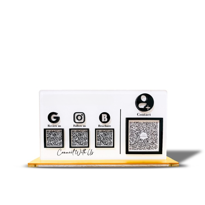 4 QR Horizontal Blue Colour QR Standee with Payment QR – Bharattapp