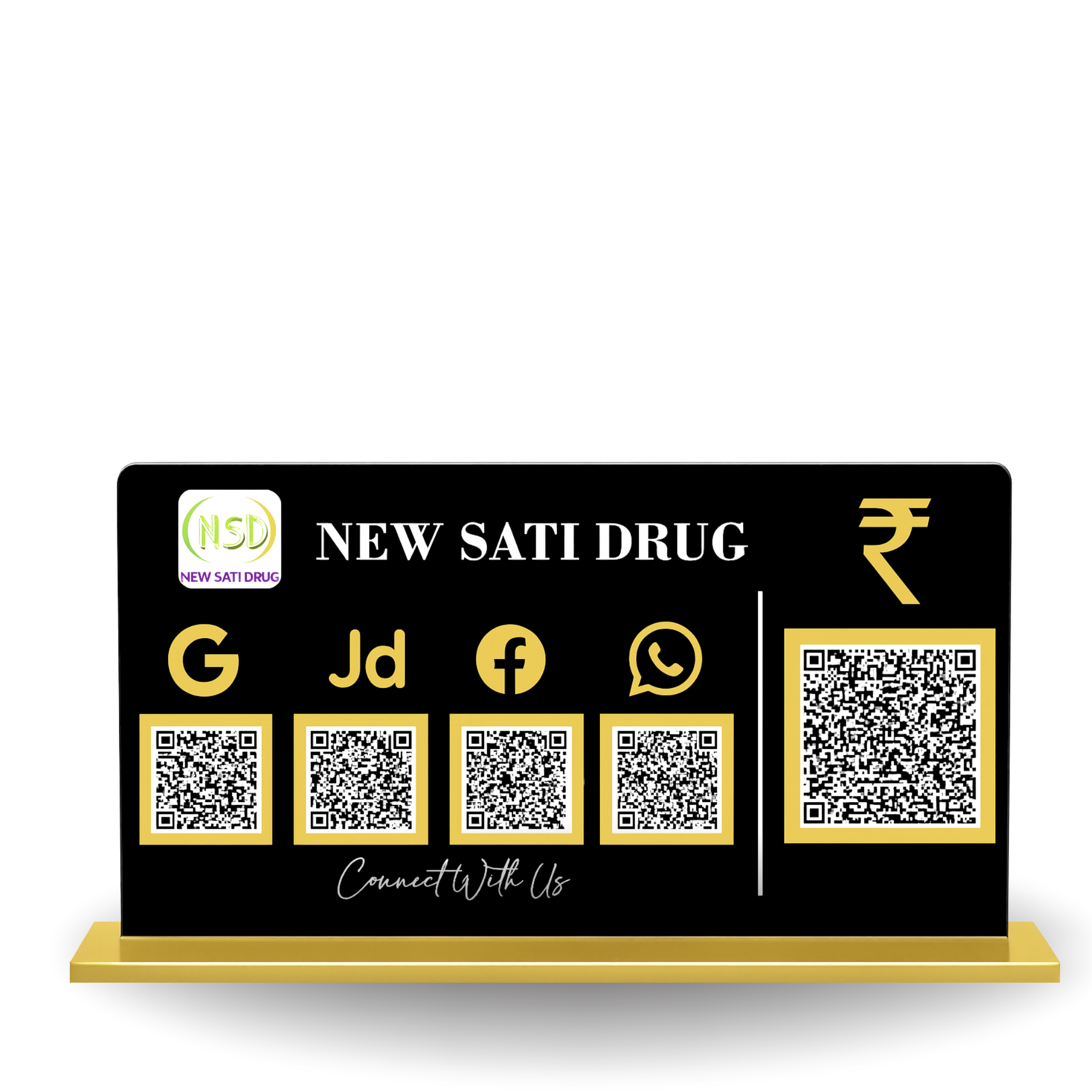 4-in-1 Black Horizontal Standee with Payment QR – Bharattapp