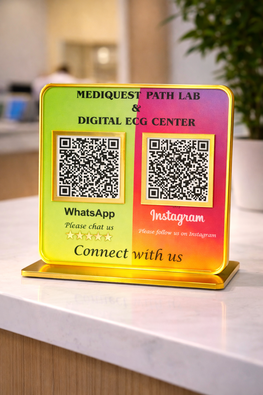 2 QR Colorful Golden Border Standee – Bharattapp