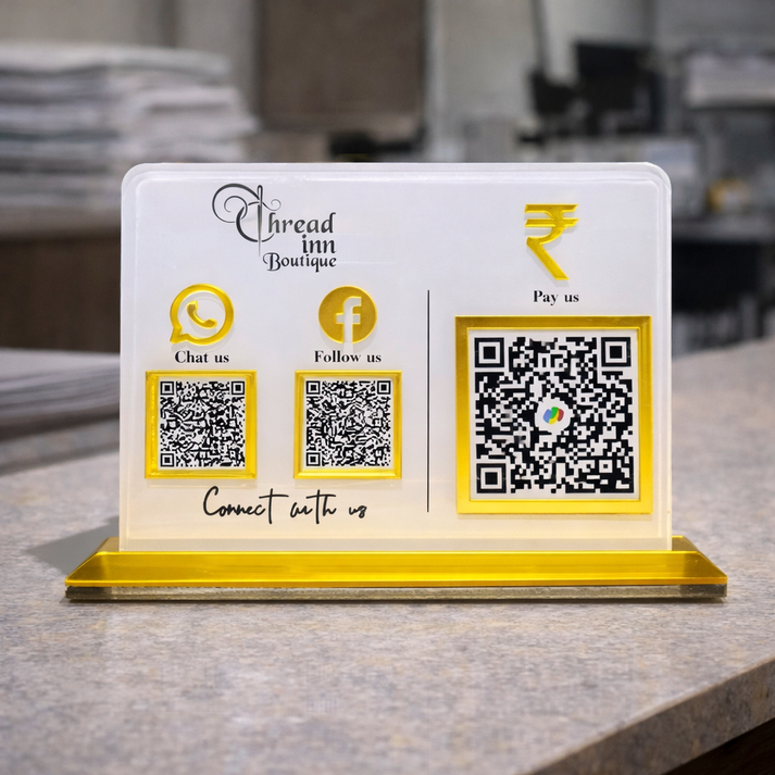 3 QR NFC Enabled Horizontal Digital White Standee for Restaurant / Caf ...