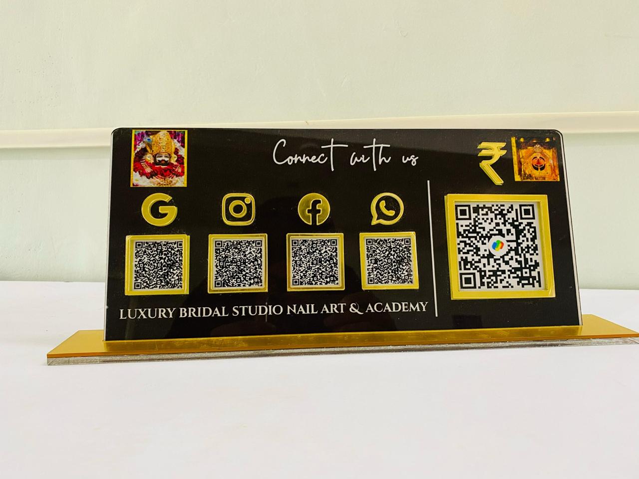 4-in-1 Black Horizontal Standee with Payment QR – Bharattapp