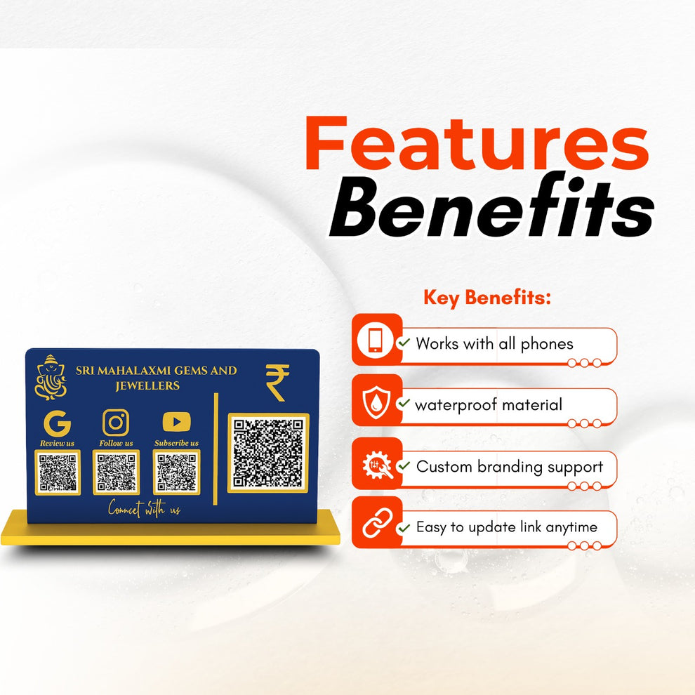 4 QR NFC Enabled Horizontal Blue Colour QR Standee with Payment QR For ...